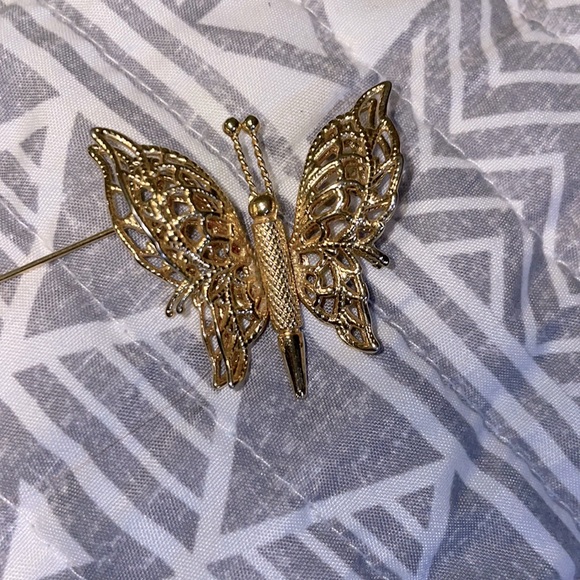 Monet | Accessories | Vintage Gold Tone Signed Monet Filigree Butterfly ...